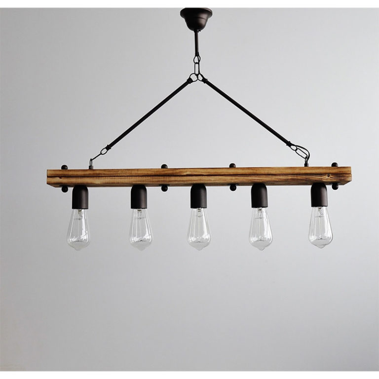 Μπάρα 5φωτη ‘Simple’ Με Διπλή Ξύλινη Τάβλα Και Μεταλλικά Στοιχεία M80 ...